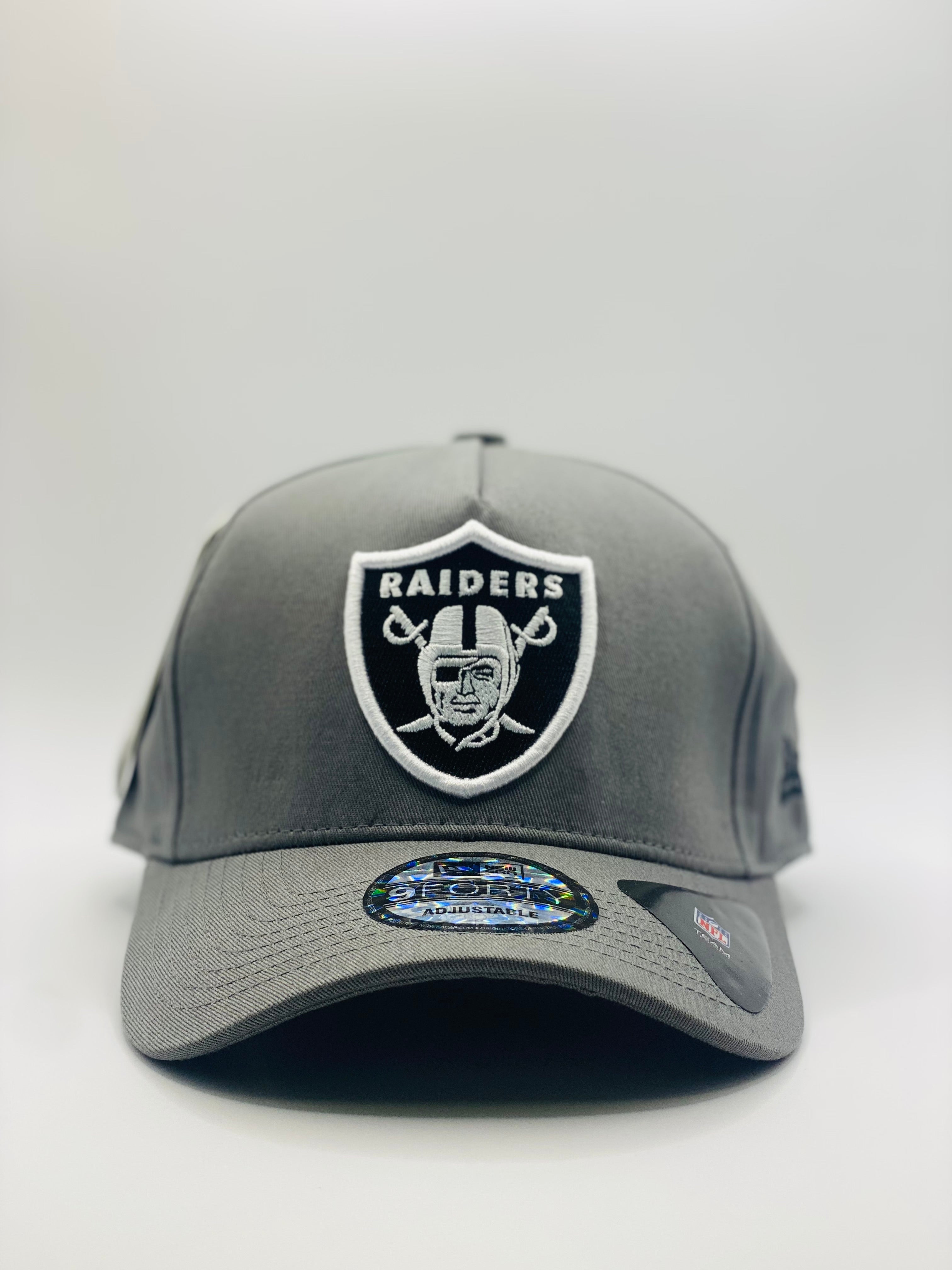 Las Vegas Raiders Grey and White/Black Precision 9FORTY A-Frame Snapba ...